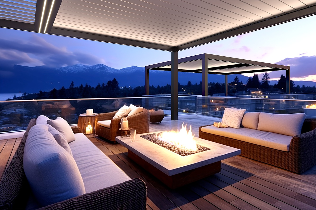 Louvered Pergola - Bellevue - NW Natural Lighting